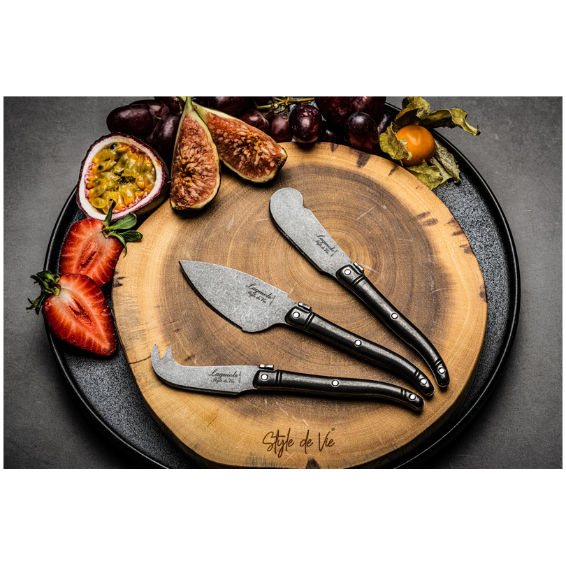 Set 3 Coltelli da Formaggio “Black Stonewash” – Coltelleria Gianola